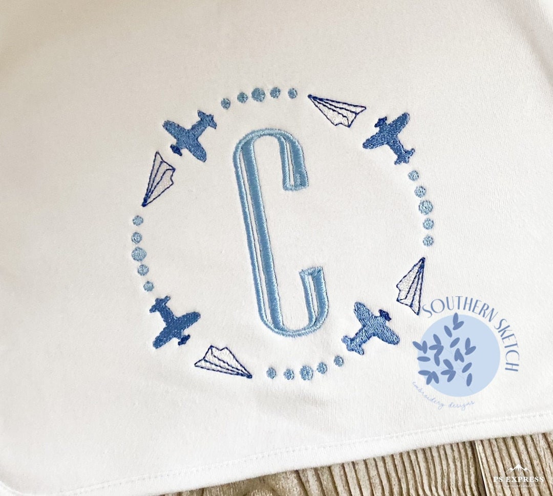 Airplane and Paper Airplane Fill Stitch Monogram Frame Planes Back to ...