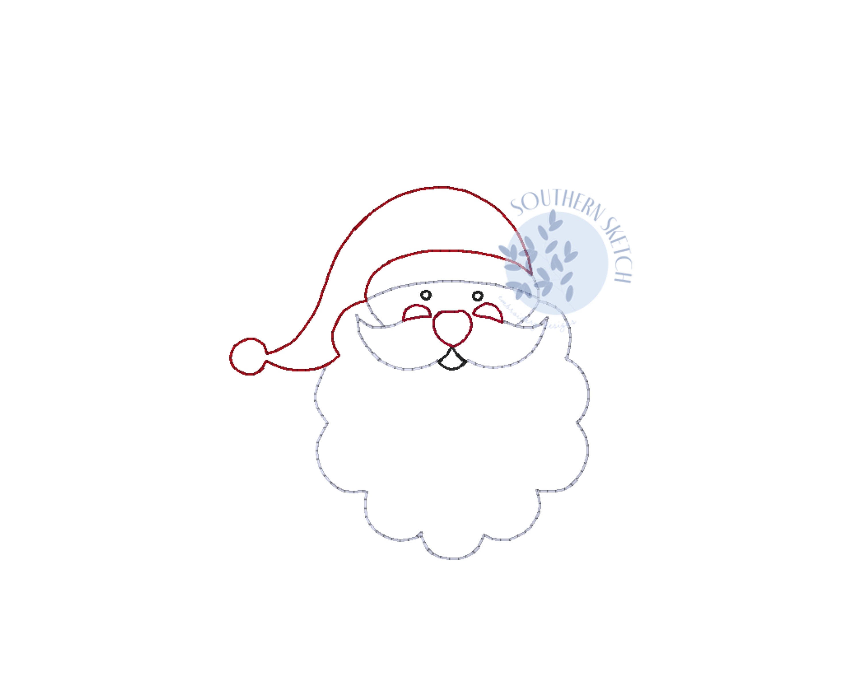 Bean Stitch Santa Simple Outline Christmas Machine Embroidery Design ...