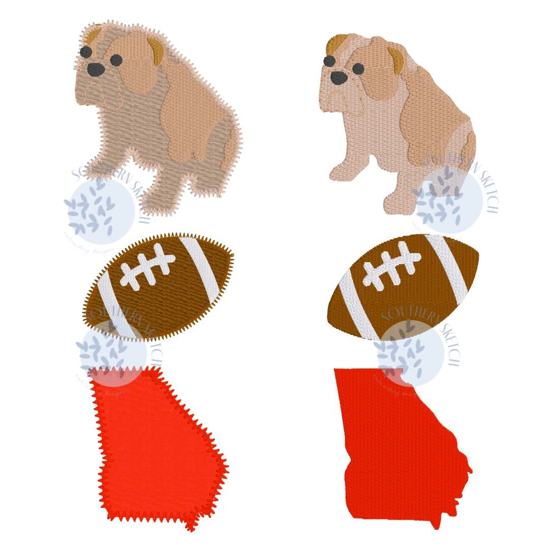 Georgia College Football Bundle Mascot Sports Mini Applique & Mini Fill ...