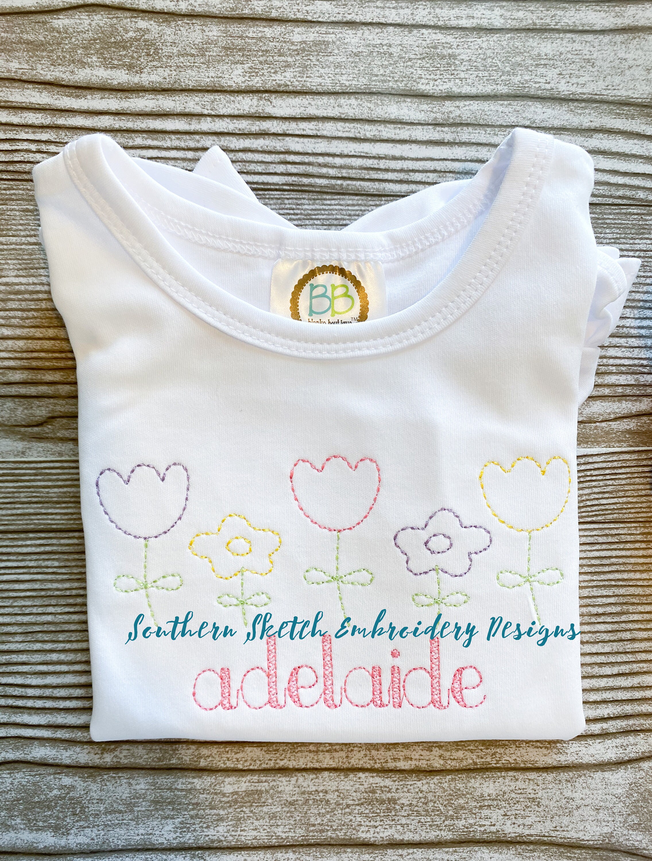 Spring Flowers Simple Quick Bean Stitch Machine Embroidery - Etsy