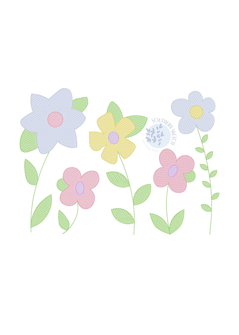 Spring Flowers Floral Botanic Machine Embroidery Design Sketch - Etsy