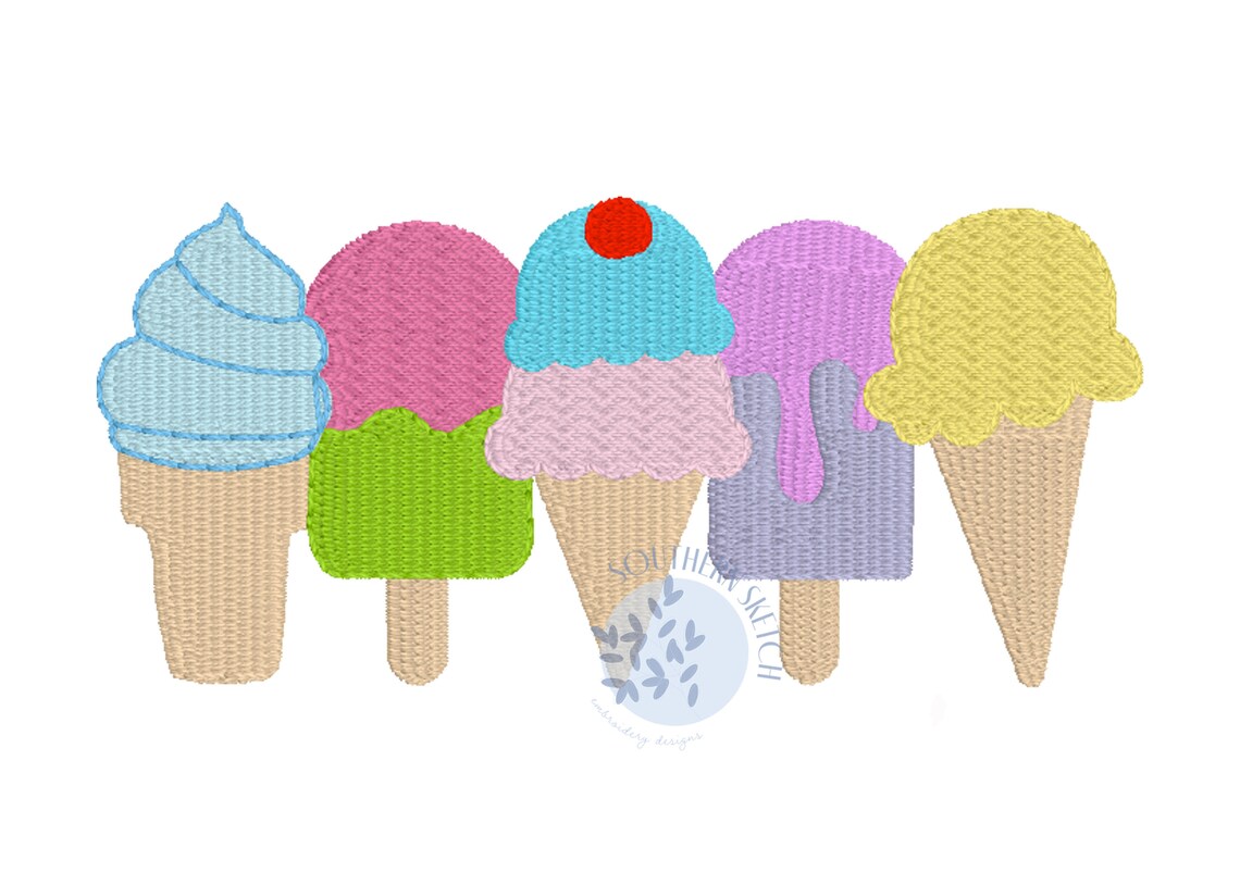 Mini Fill Stitch Popsicles and Ice Cream Cones Summer Machine - Etsy
