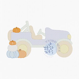 Fall Pumpkin Jeep Sketch Fill Light Fill Quick Stitch Halloween ...