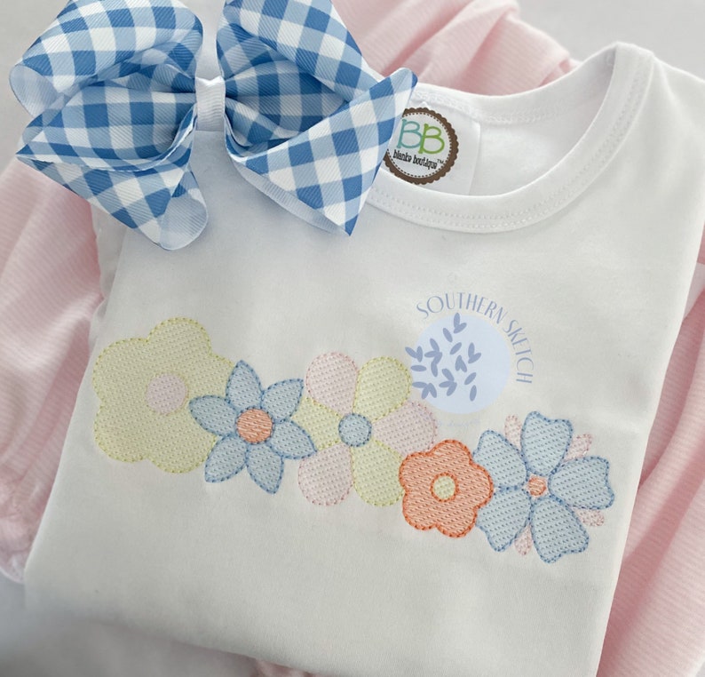 Spring Flower Patch Sketch Fill Light Fill Machine Embroidery - Etsy