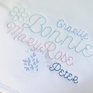 Bonnie Bean Cursive Style Floss Print Classic Machine Embroidery Bean ...