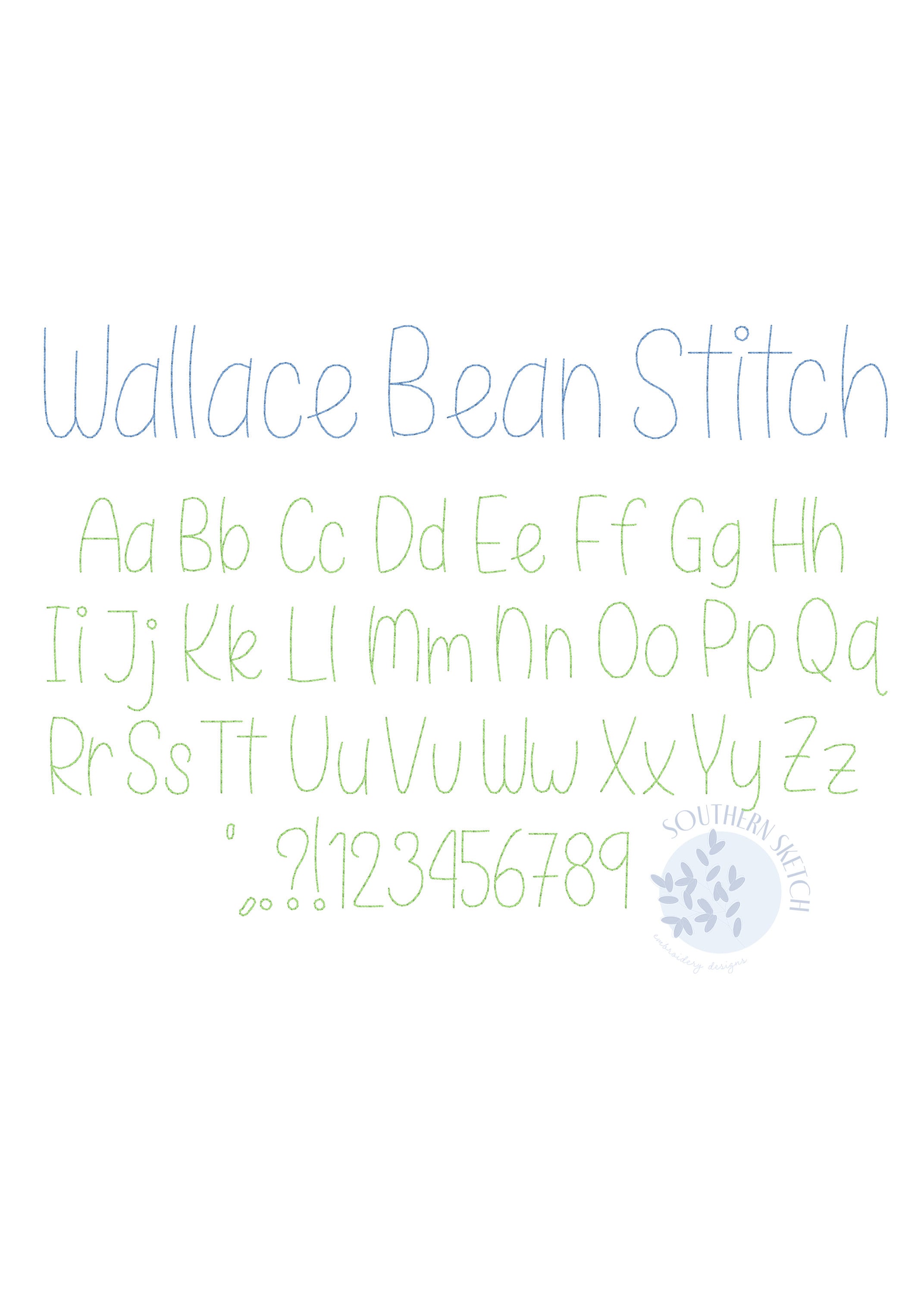 Wallace Machine Embroidery Font Bean Stitch Floss Classic Handwritten ...