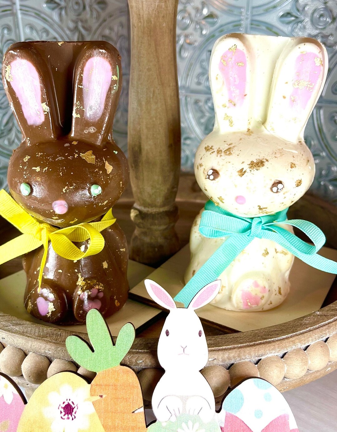 Breakable Chocolate Bunny Stuffed With Candy + Hammer + Pretty Gift Box ...