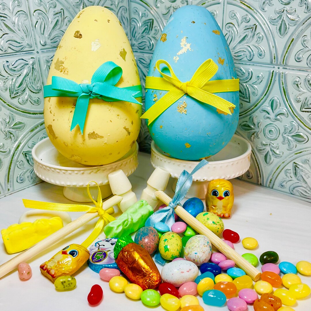 Easter Breakable LARGE Chocolate Egg FILLED W/ Easter Candy. Comes W/ Hammer & Sweet Gift Box ...