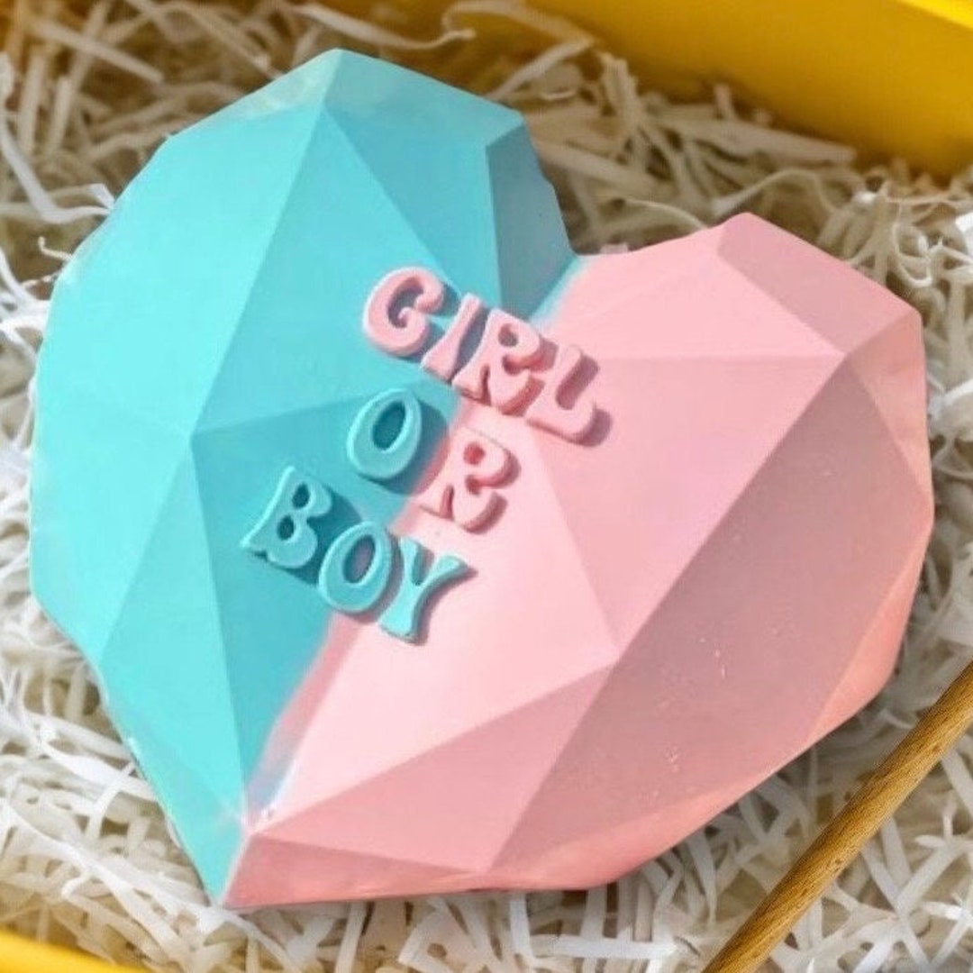 Gender Reveal Breakable Chocolate Heart HUGE 6x6 Gourmet Ghirardell ...