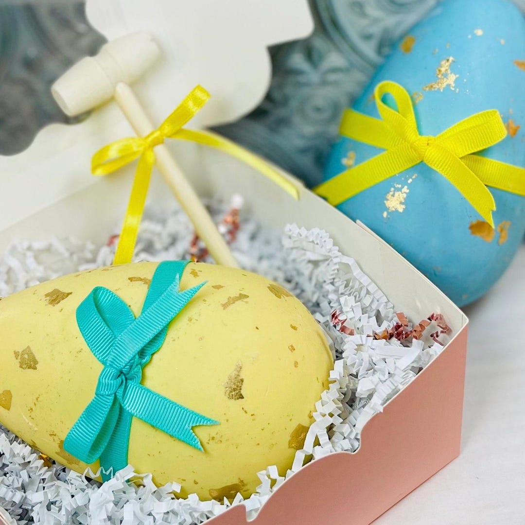 Easter Breakable LARGE Chocolate Egg FILLED W/ Easter Candy. Comes W/ Hammer & Sweet Gift Box ...