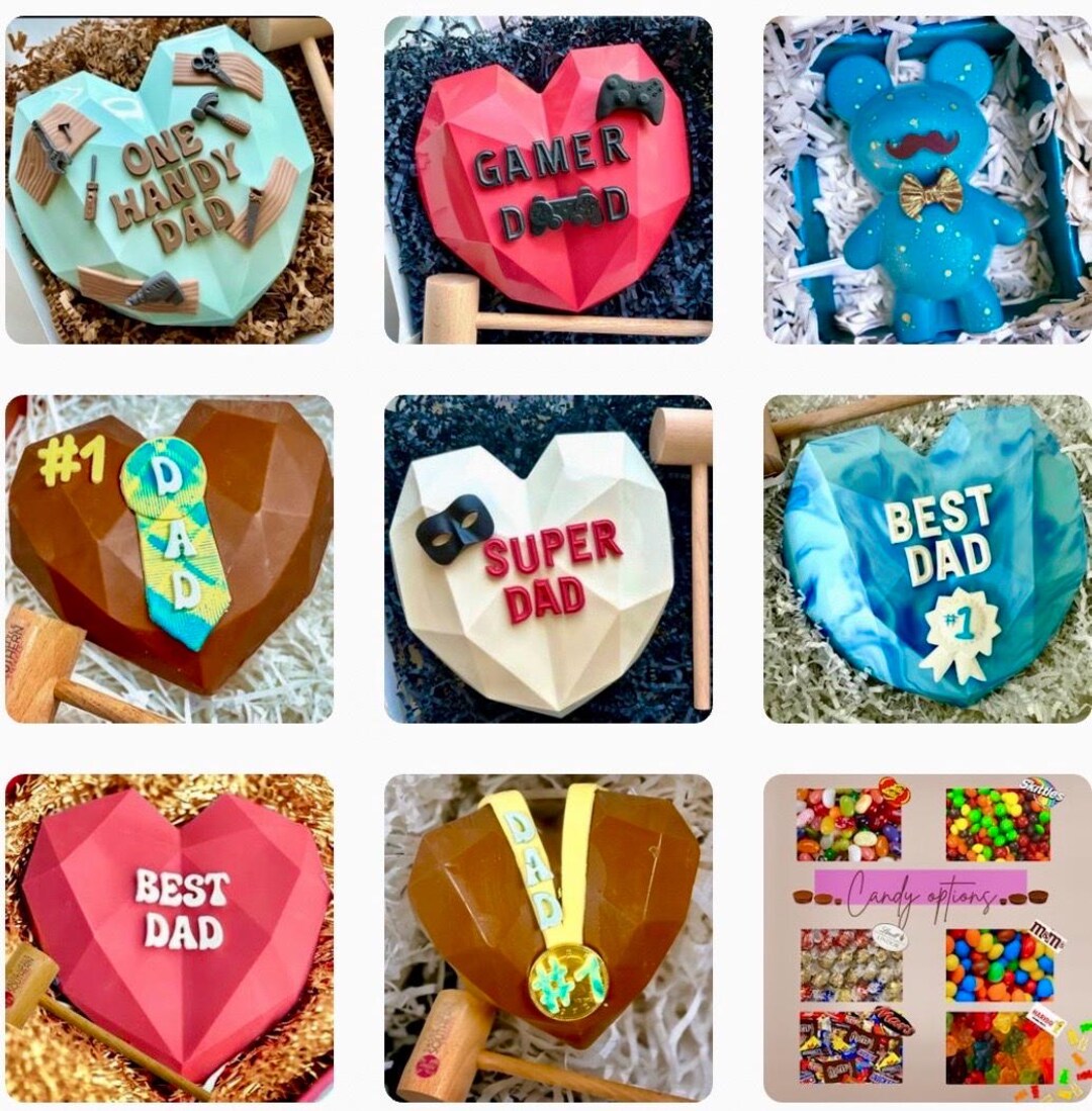 Dad Birthday Breakable Chocolate Heart W/ Candy HUGE 6x6 Gourmet ...