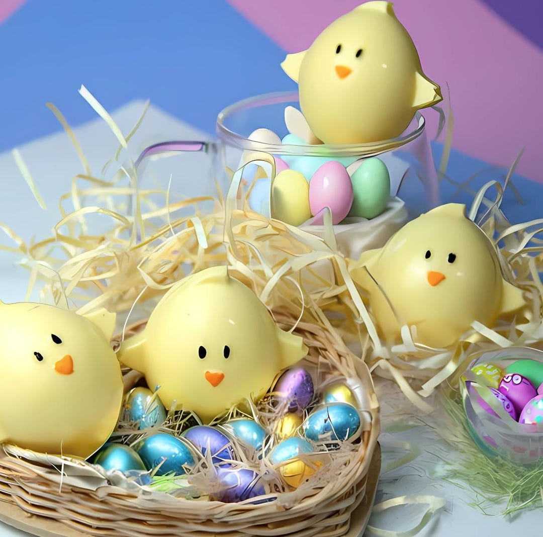 BREAKABLE Chocolate Easter Chicks! Chocolate Chicks Filled With Easter Candy + Mallet for ...