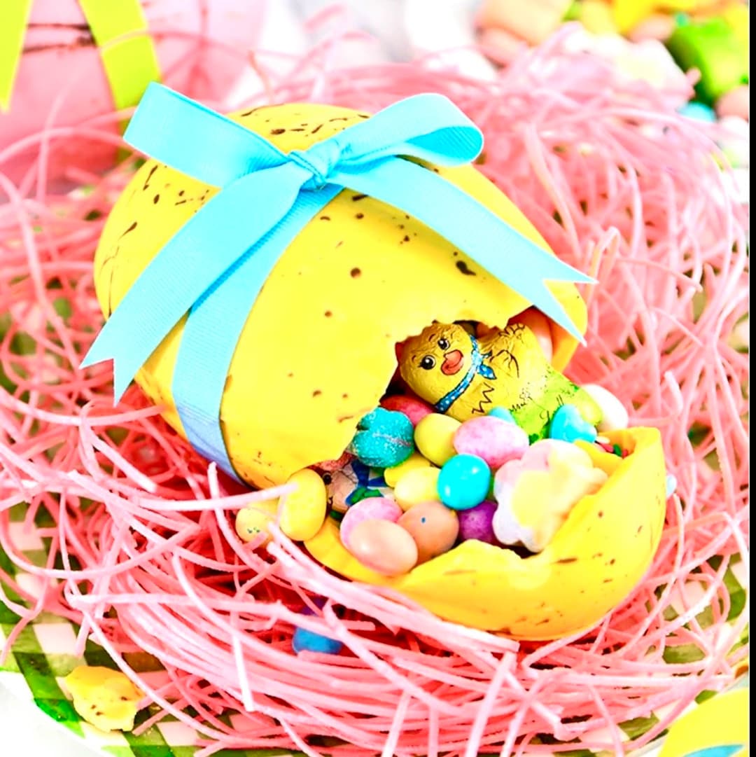 Easter Breakable Smash Chocolate Egg Filled W/ Fun Candy. LARGE 5x3x3. Comes W/ Hammer. Adorable ...