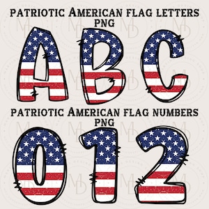 USA Flag Patriotic Doodle Letters, Flag Alphabet, Sublimation Alpha Set ...