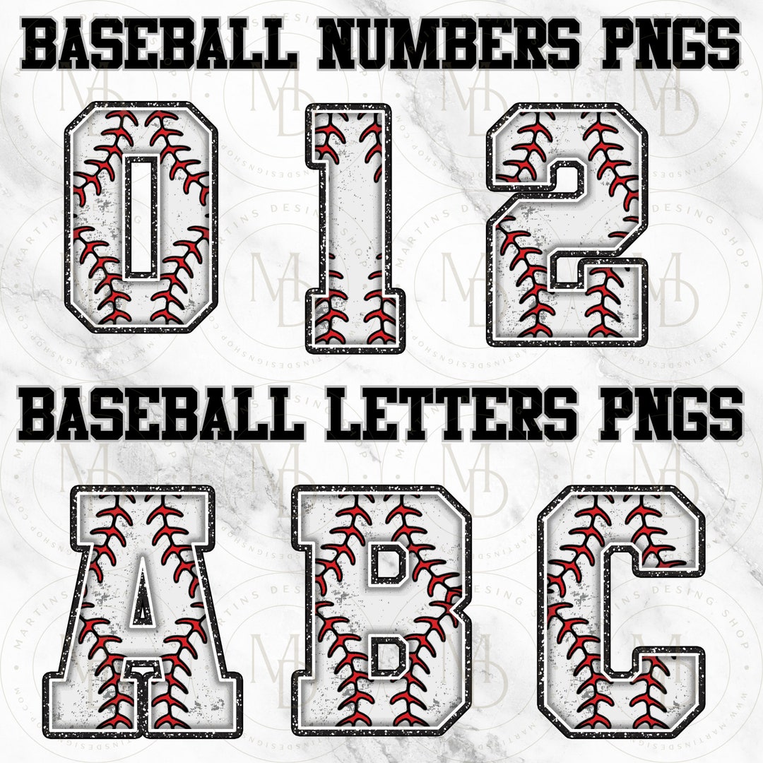 Baseball Numbers, Baseball Png, Baseball Stitch, Baseball Font Png ...
