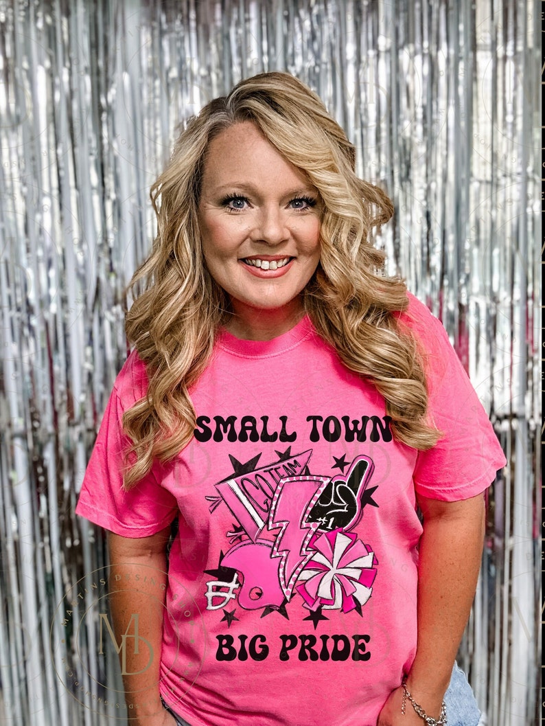 Small Town Big Pride Pink Out Digital Design| School Pink Out Shirt ...