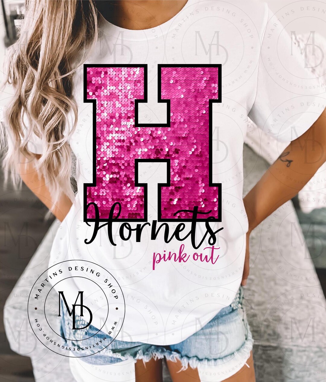 Hornets Pink Out Faux Sequin Digital Design| Hornets Pink Out Shirt ...