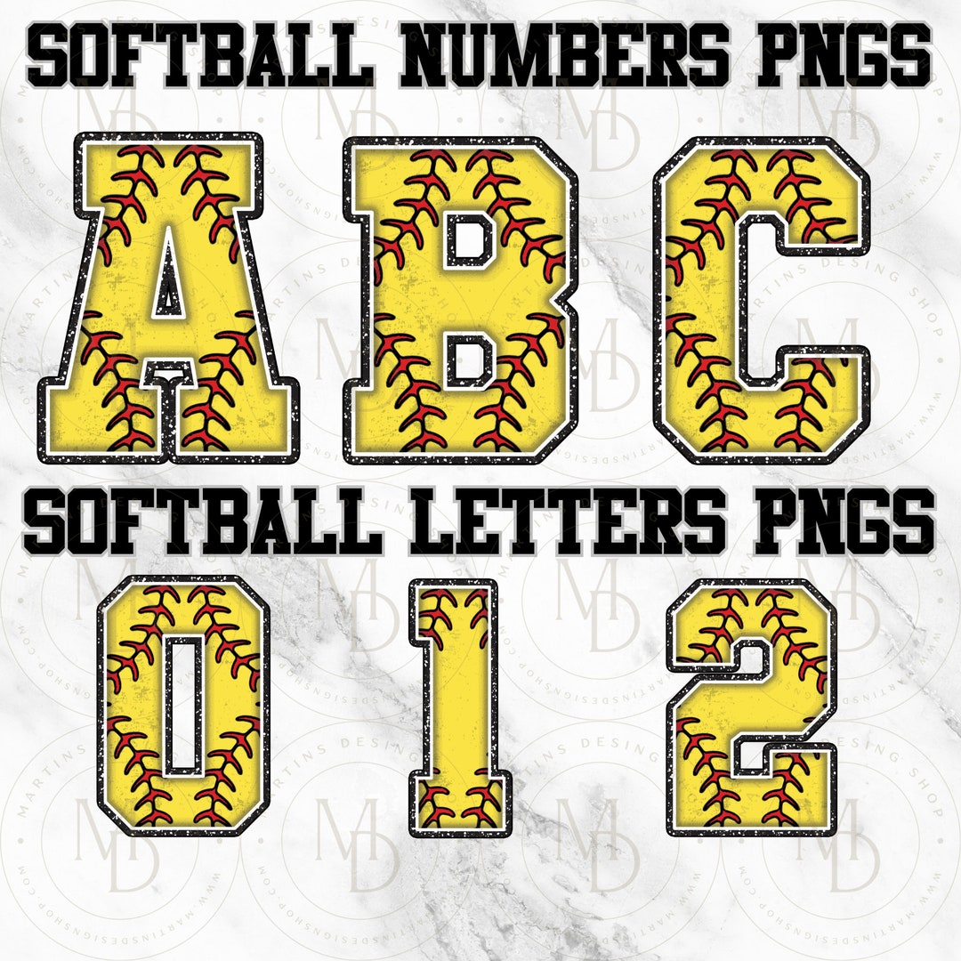 Softball Numbers, Softball Png, Softball Stitch, Softball Font Png ...