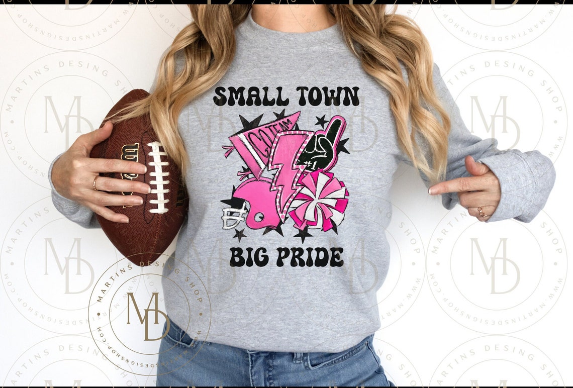 Small Town Big Pride Pink Out Digital Design| School Pink Out Shirt ...