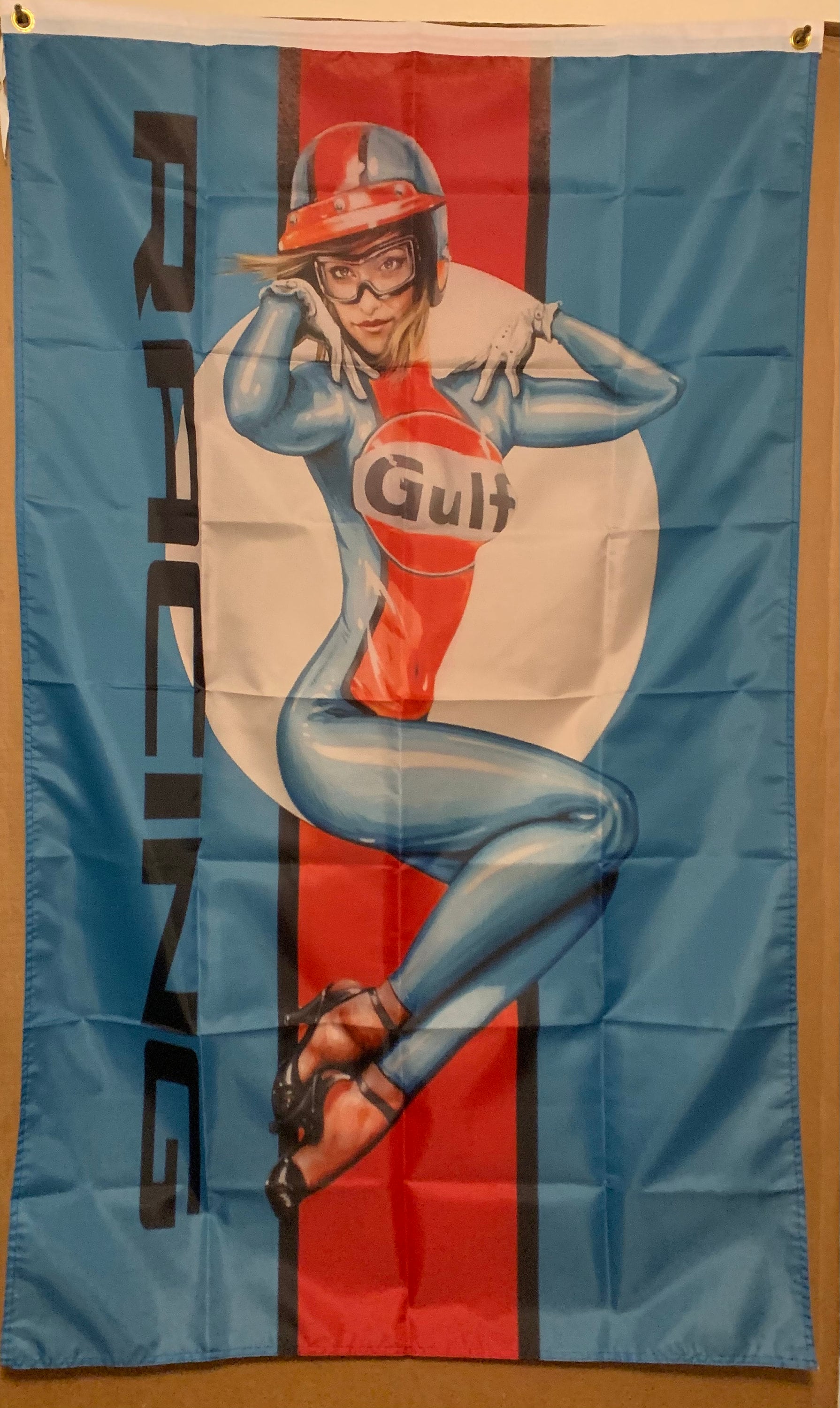 Vintage Design Gulf Racing Pinup Girl Banner Etsy