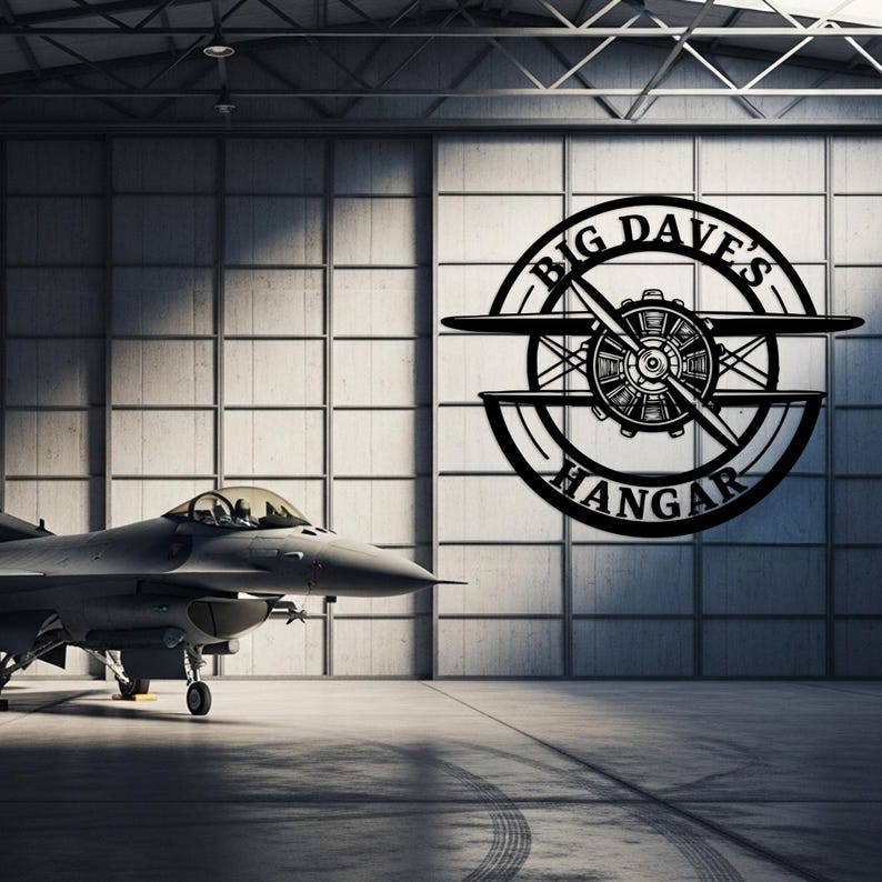 Custom Airplane Hangar Sign, Personalized Pilot Metal Wall Art ...