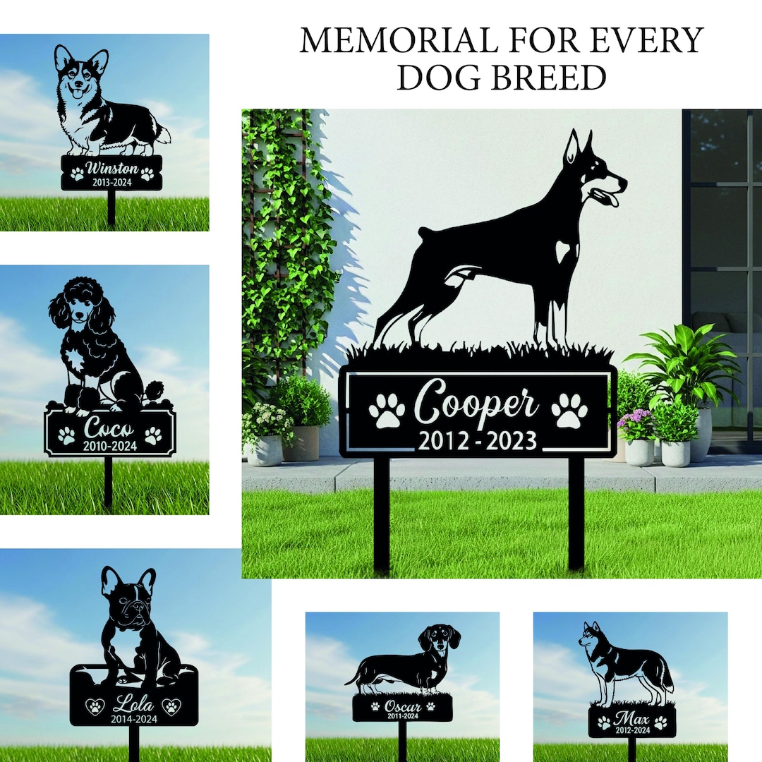 Doberman Dog Memorial Metal Garden Stake, Personalized Pet Loss Grave ...