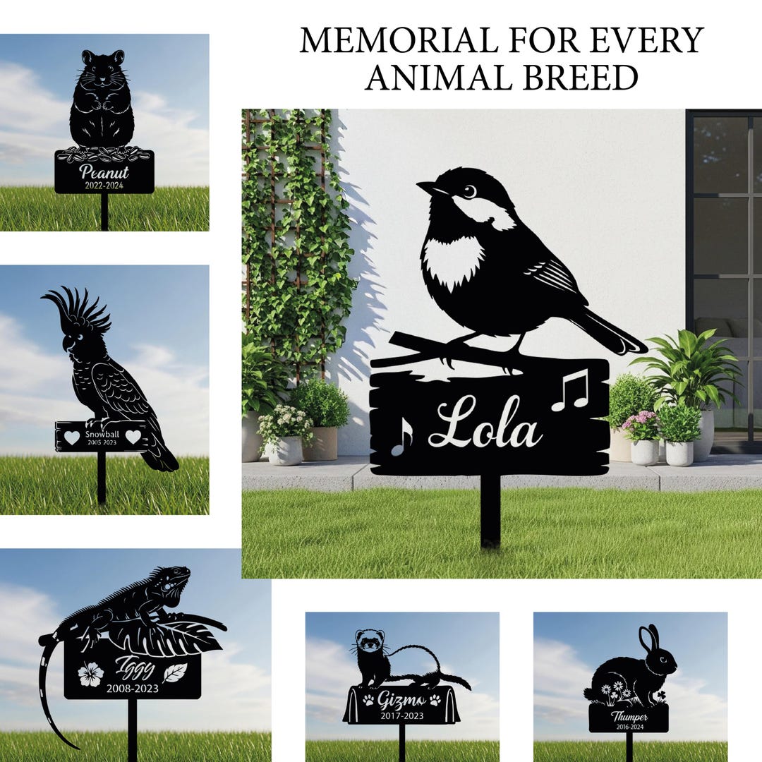 Custom Bird Memorial Garden Stake, Personalized Metal Garden Grave ...