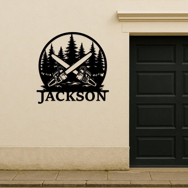 Custom Chainsaw Logger Metal Wall Art With Forest Scene, Personalized ...