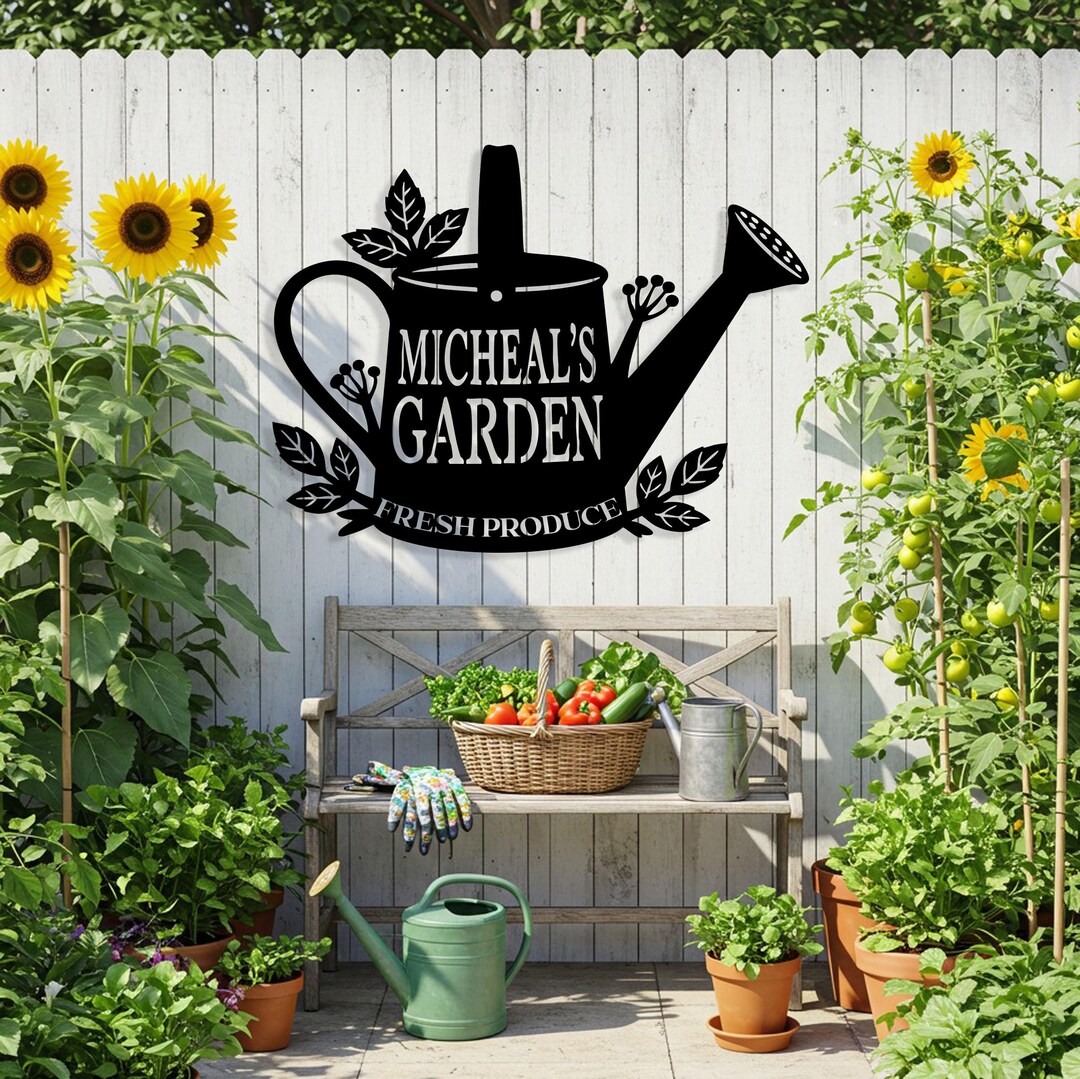 Custom Garden Watering Can Sign, Personalized Greenhouse Metal Art ...