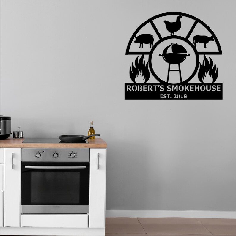 Custom BBQ Metal Wall Sign, Smokehouse Metal Sign, Ideal for BBQ Party ...
