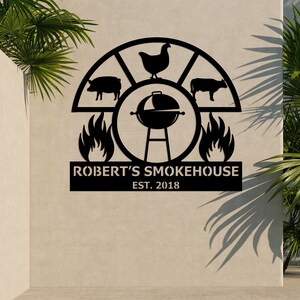 Custom BBQ Metal Wall Sign, Smokehouse Metal Sign, Ideal for BBQ Party ...