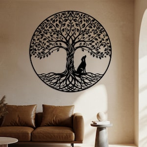 Tree of Life Dog Metal Wall Art, Oversized Zen Dog Lover Decor ...