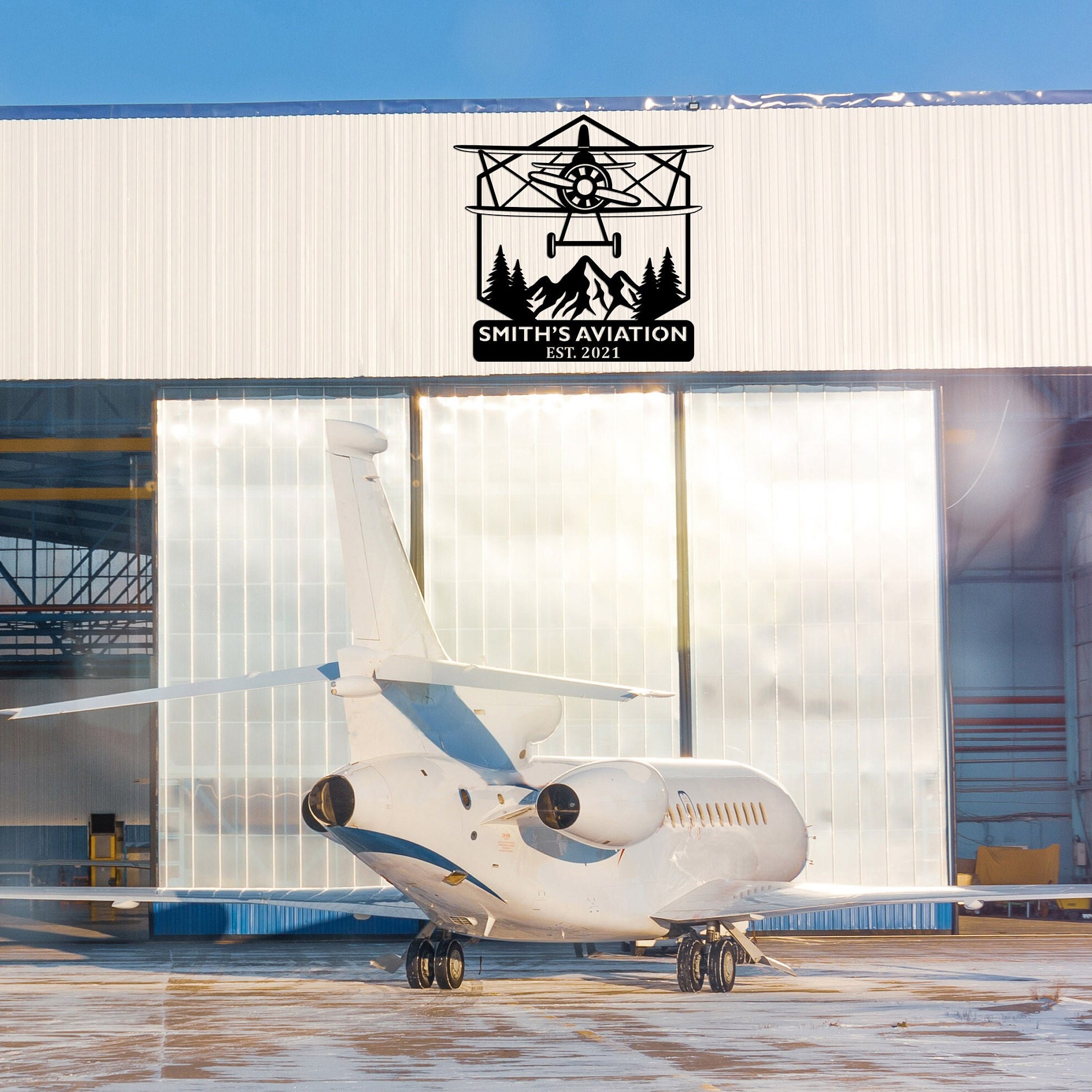 Custom Aviation Hangar Wall Sign, Vintage Aviation Decor, Personalized ...