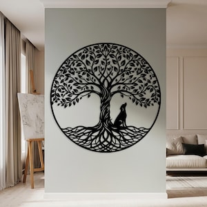 Tree of Life Dog Metal Wall Art, Oversized Zen Dog Lover Decor ...