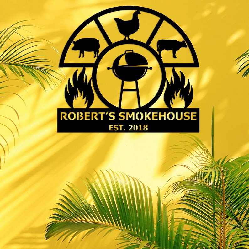Custom BBQ Metal Wall Sign, Smokehouse Metal Sign, Ideal for BBQ Party ...