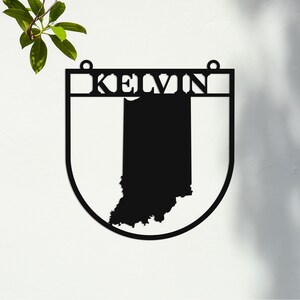 Indiana State Map Metal Art, Indiana Outline Wall Decor, Custom Family ...