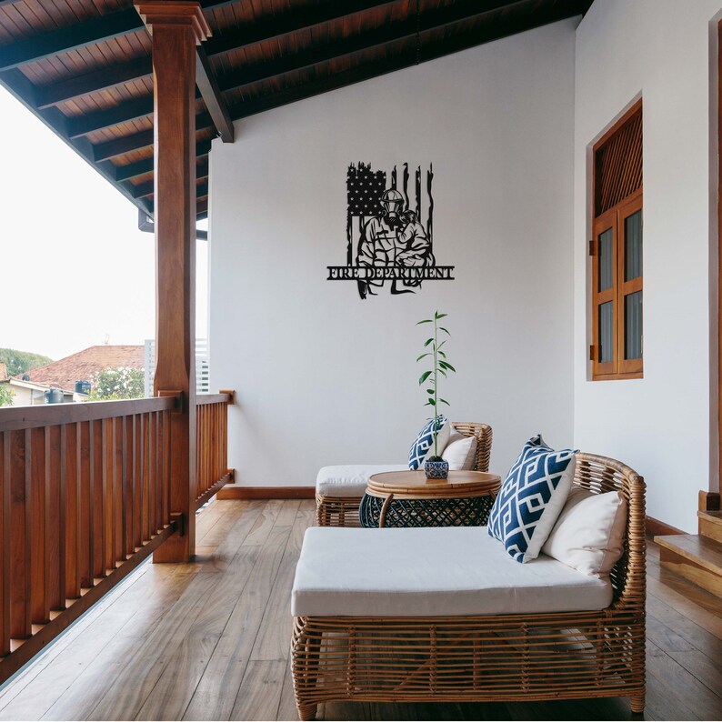 Personalized Firefighter Art, Custom Metal Firefighter Sign, Patriotic ...