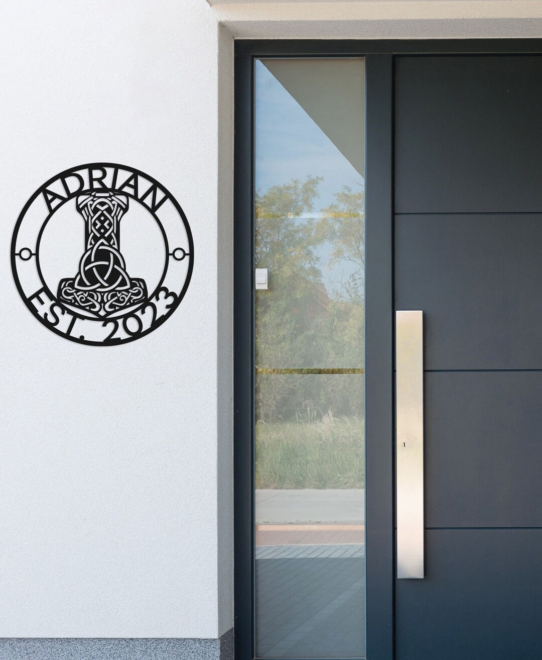 Personalized Thor's Hammer Metal Wall Art, Scandinavian Style Wall ...