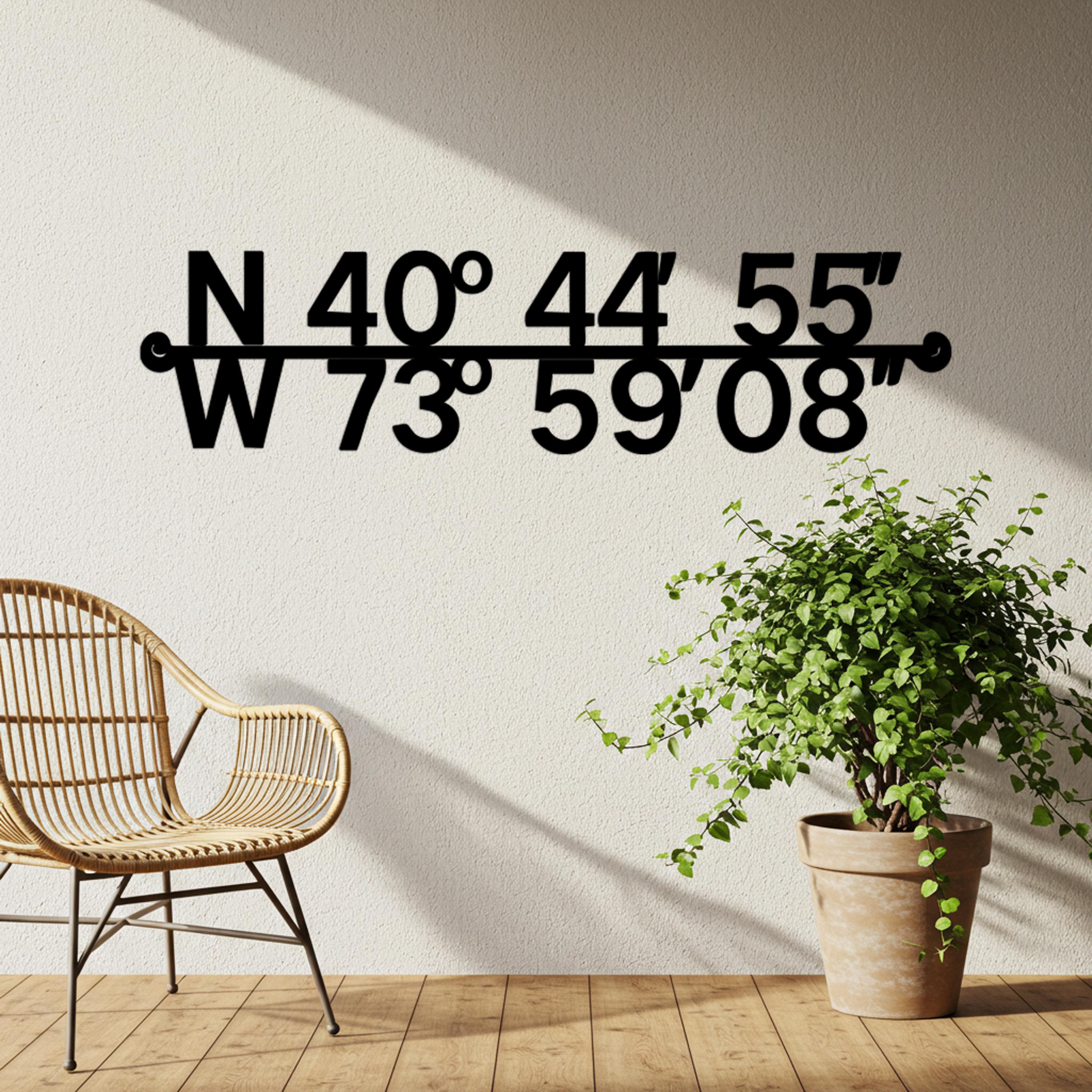 Custom Coordinates Metal Wall Art, Personalized Latitude Longitude Sign ...