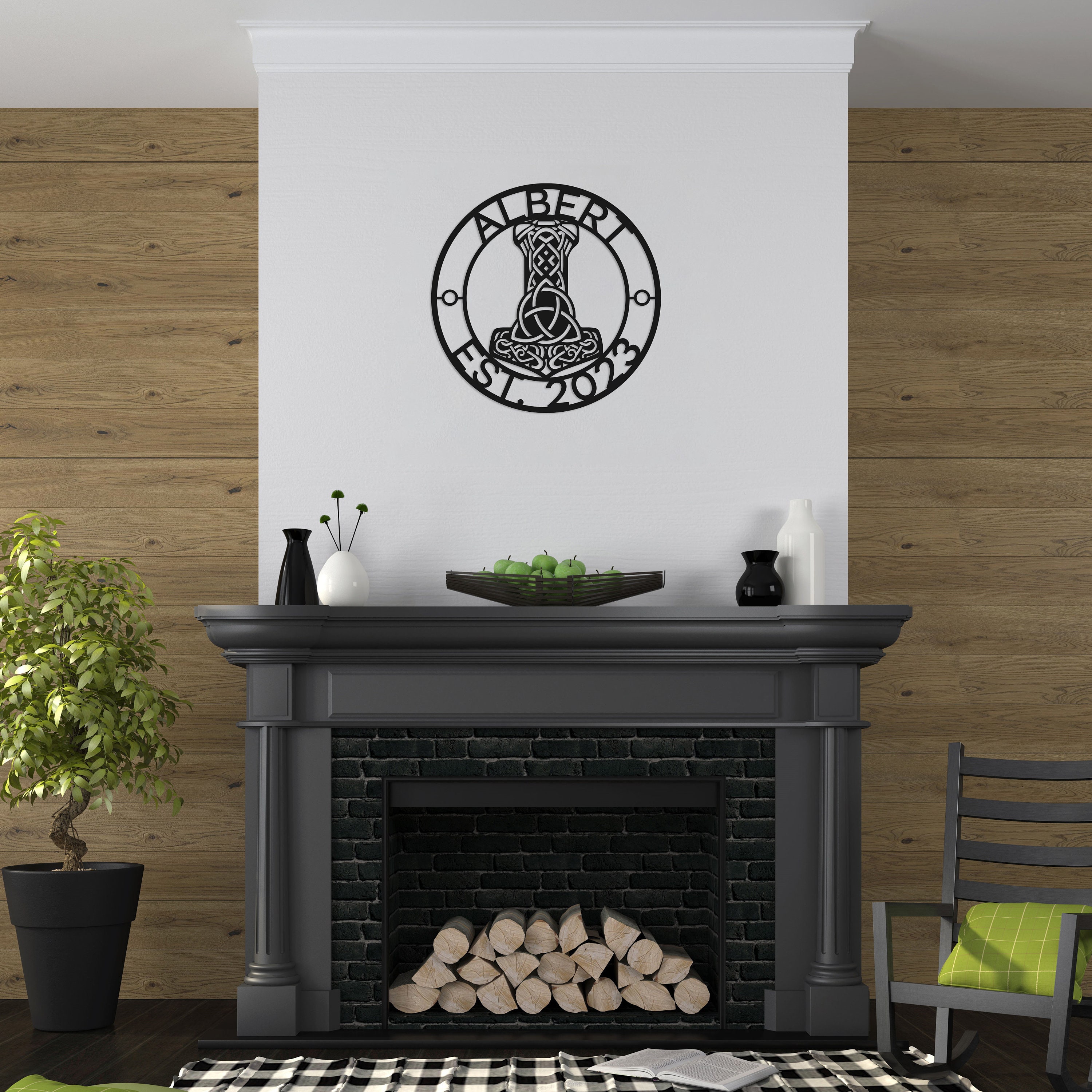 Custom Thor's Hammer Metal Wall Decor, Scandinavian Home Decor, Custom ...