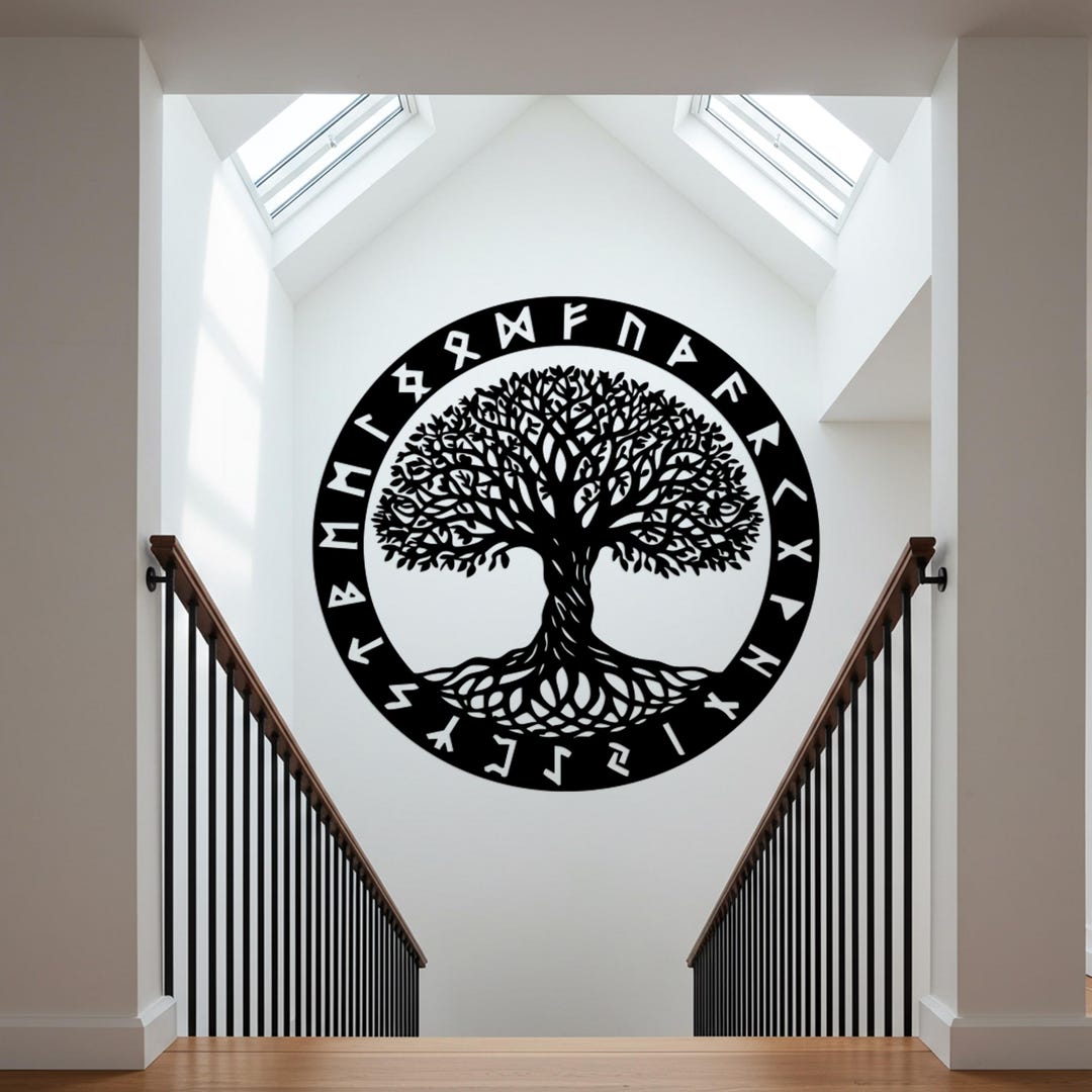Tree of Life Metal Wall Art, Norse Signs Tree Symbol for Living Room ...