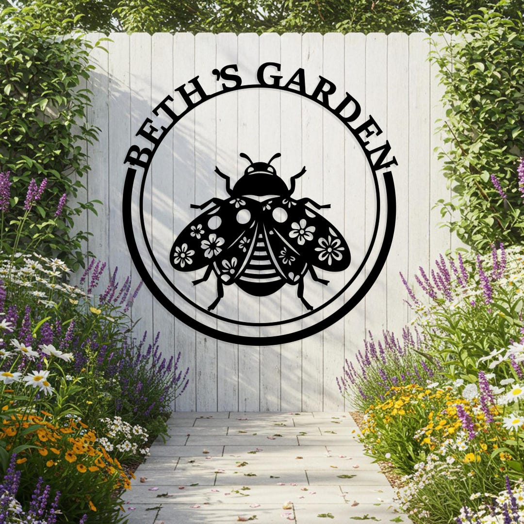 Custom Ladybug Metal Garden Sign, Personalized Greenhouse Wall Art ...