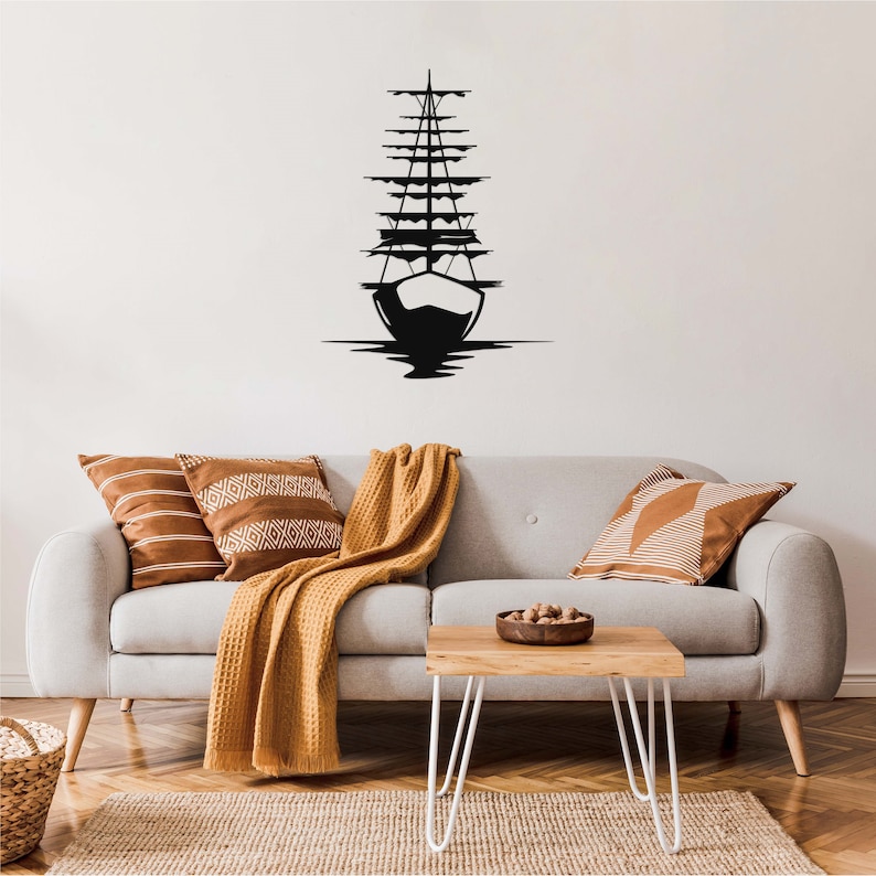 Ghost Sailboat Metal Wall Decor, Metal Pirate Ship Wall Decor, Gifts ...