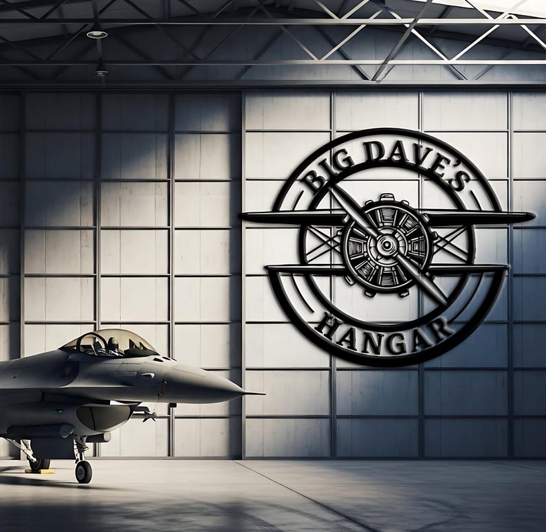 Custom Airplane Hangar Sign, Personalized Pilot Metal Wall Art ...