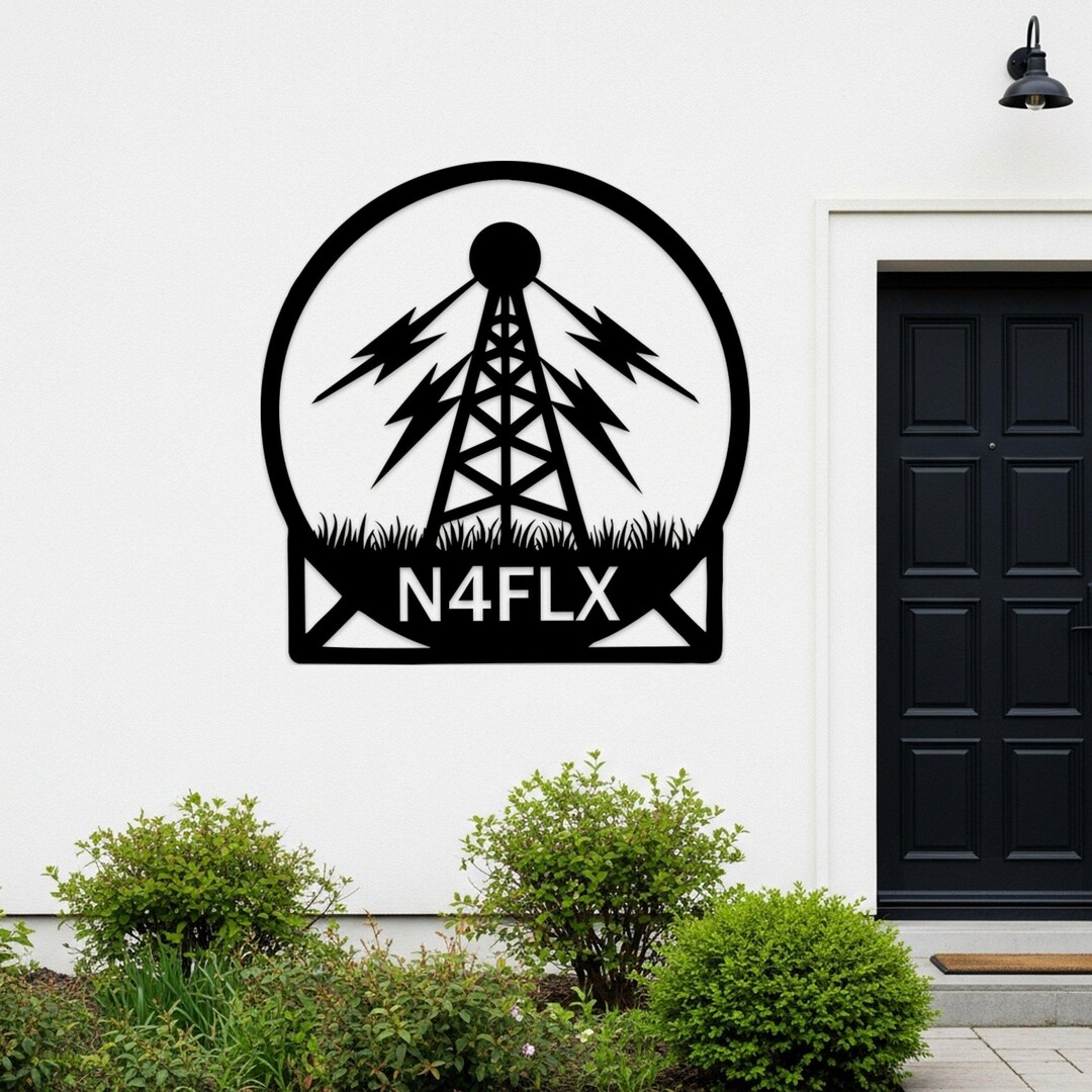 Amateur Radio Call Sign Metal Wall Art, Custom Radio Tower Wall Sign ...