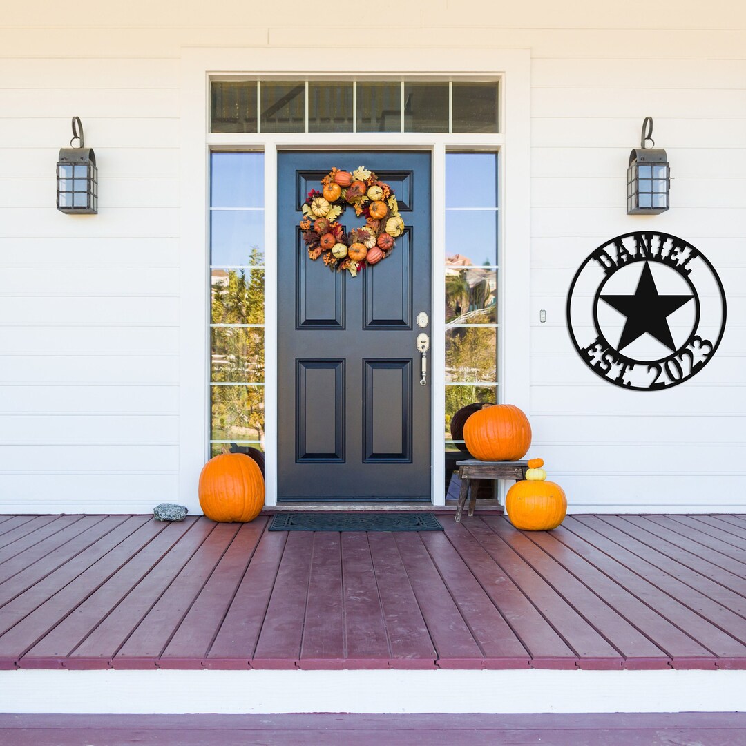 Texas Star Metal Sign, Custom Name and Metal Address Sign, Front Door ...