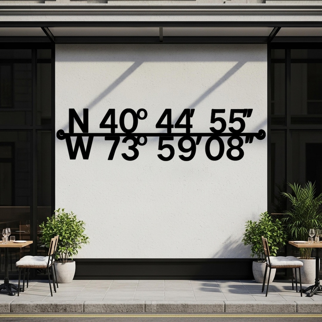 Custom Coordinates Metal Wall Art, Personalized Latitude Longitude Sign ...