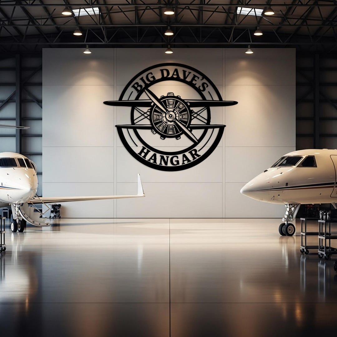 Custom Airplane Hangar Sign, Personalized Pilot Metal Wall Art ...