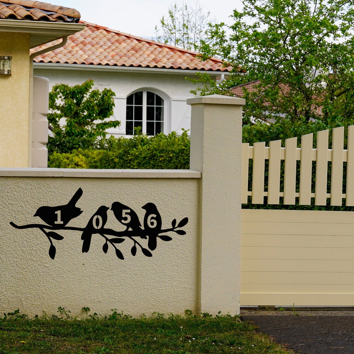 Personalized Birds Detailed Metal House Address Sign, Tree Branch and ...