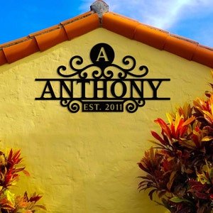 Personalized Family Name Sign, Custom Metal Established Sign ...